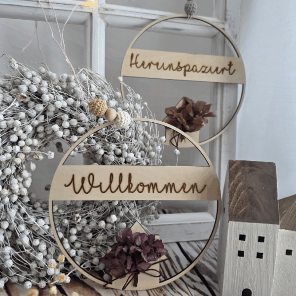 SVG Laserdatei 2er Set Kranz Hereinspaziert Willkommen Zuhause mit ...